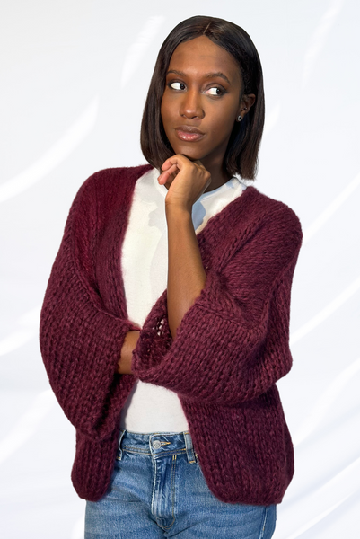 Burgundy cardigan – Maï Belgium